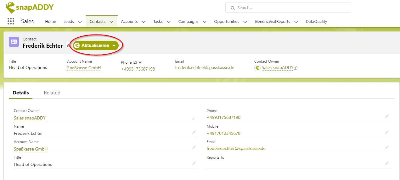 How does the snapADDY Updater for Salesforce work?
